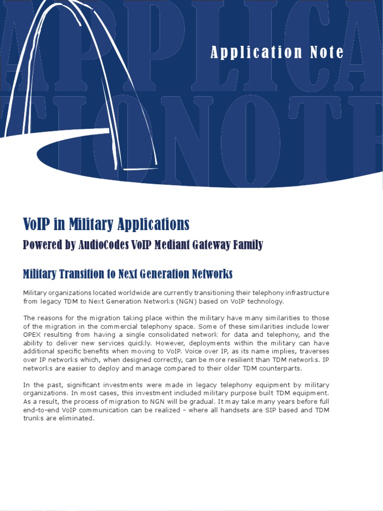 App Note VoIP in Military Applications | PDF | Voice Over Ip | Telephony