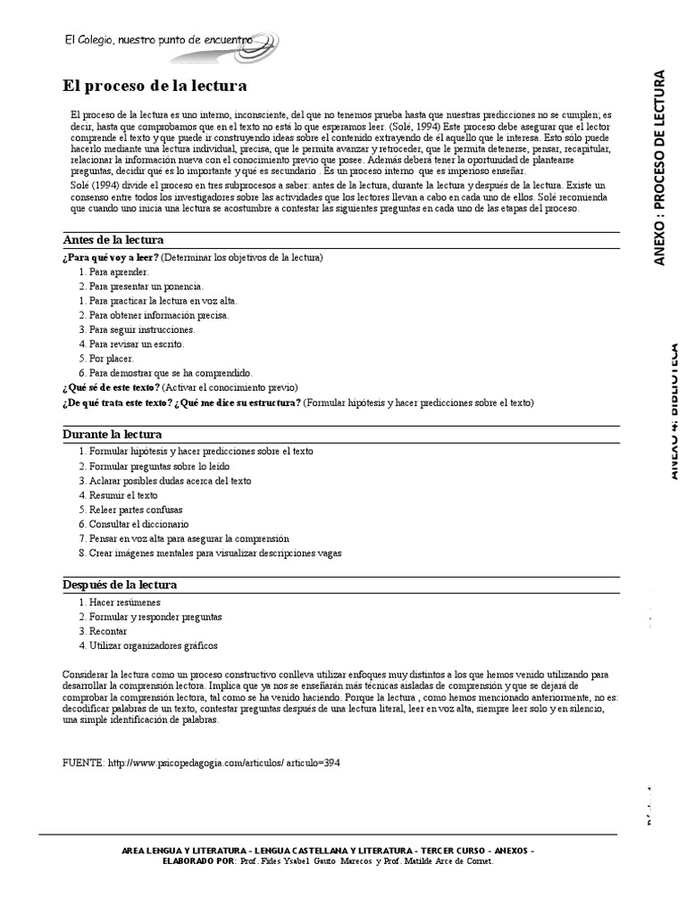 El Proceso de La Lectura | PDF | Comprensión lectora | Cognición