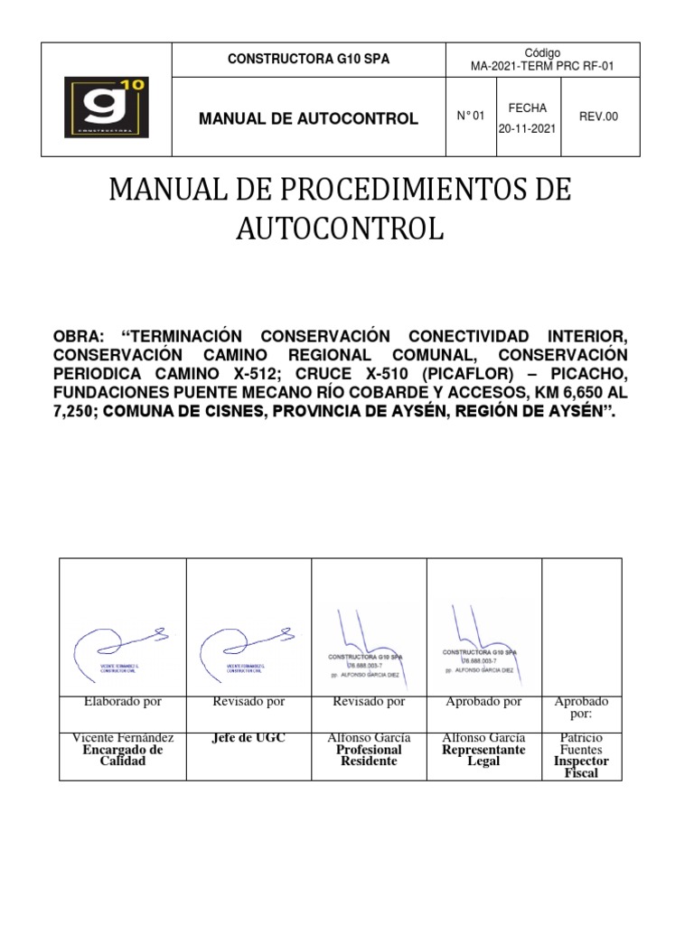 Manual de Autocontrol Constructora G10 | PDF | Planificación | Sectores ...