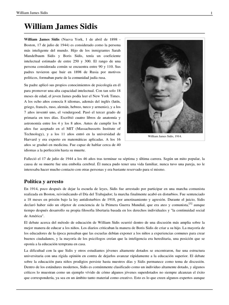 William James Sidis 1 | PDF