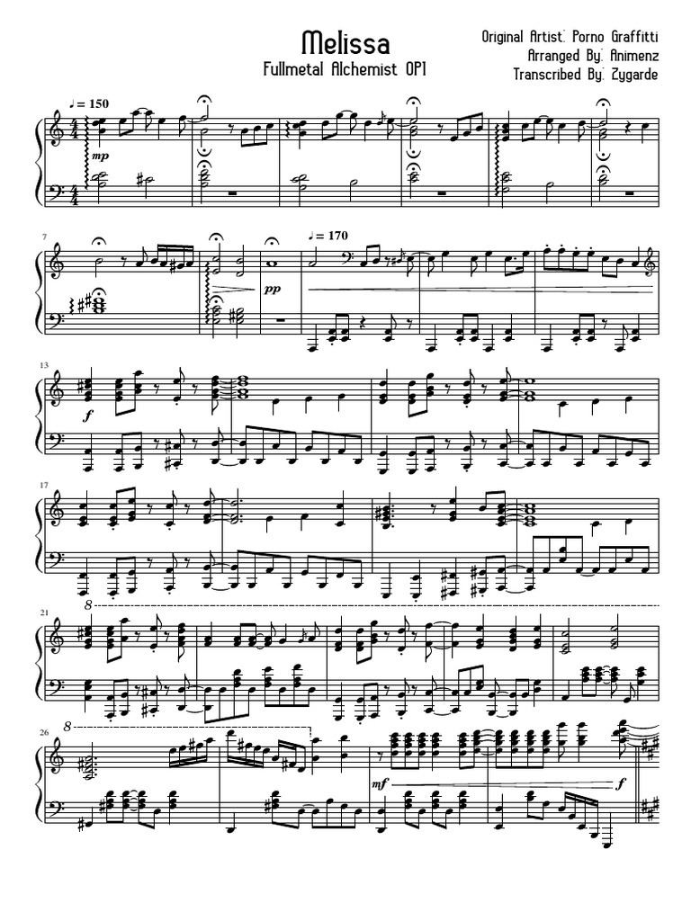 Melissa: Fullmetal Alchemist OP1 | PDF
