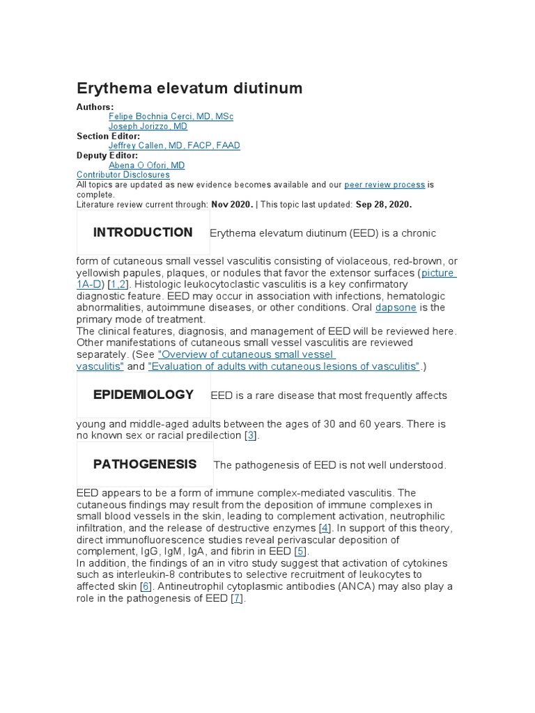 Eritema Elevatum Diutinun | Descargar gratis PDF | Health Sciences ...