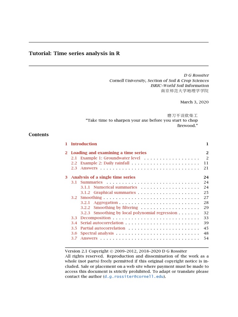 Time Series Analysis (TSA) - Tutorial | PDF | Autoregressive Integrated ...