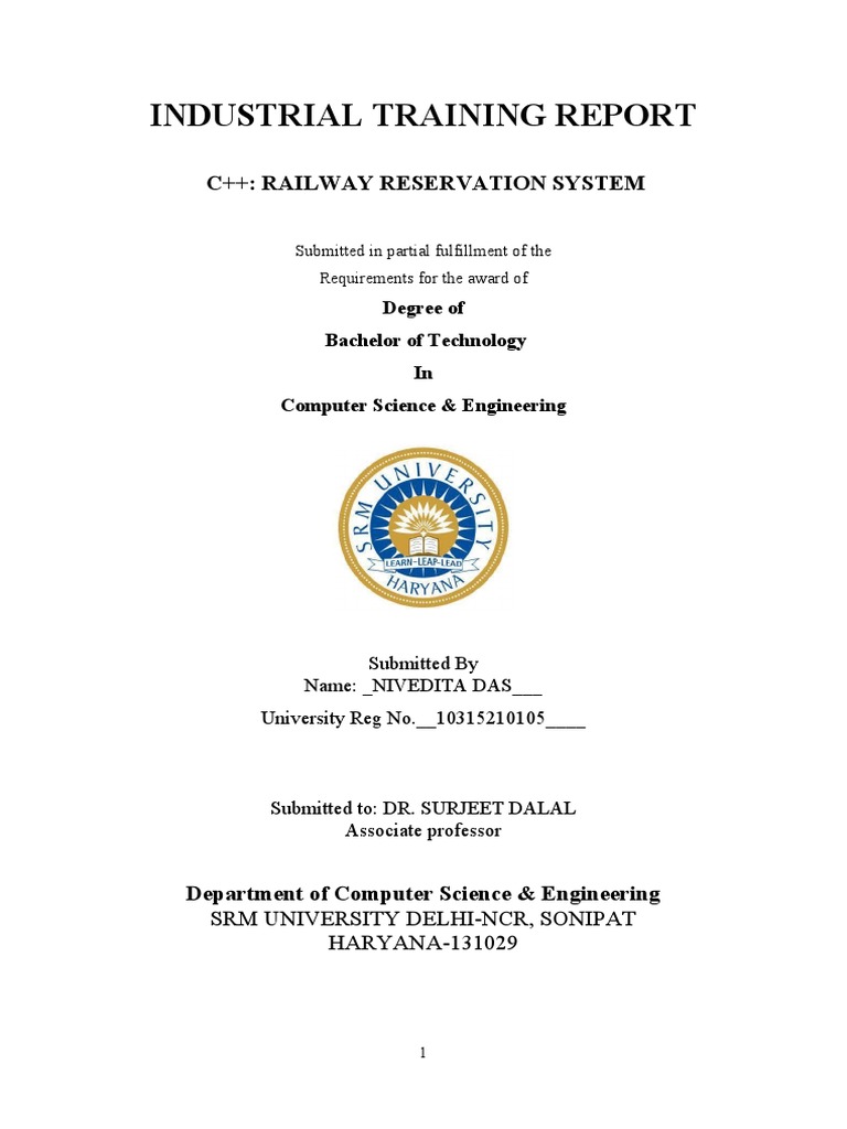 Industrial Training Report: C++: Railway Reservation System | PDF | C++ ...