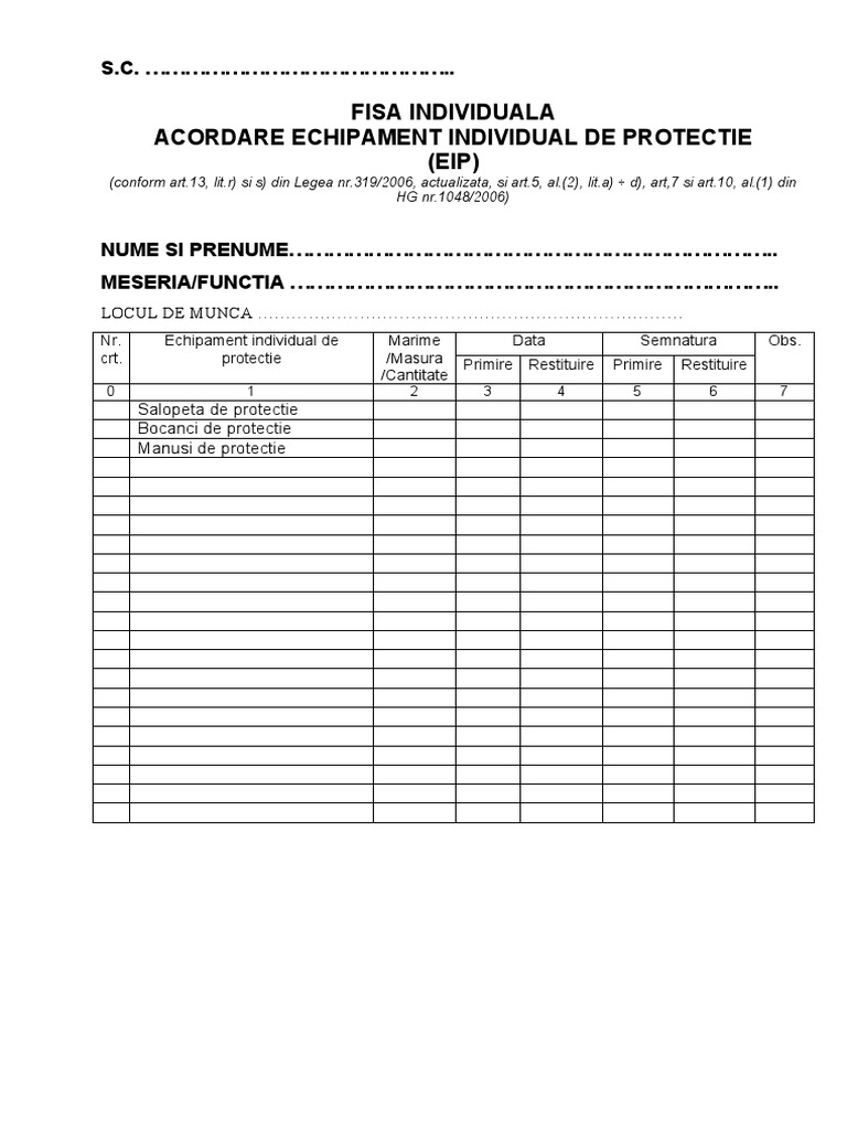 Fisa Acordare EIP | PDF