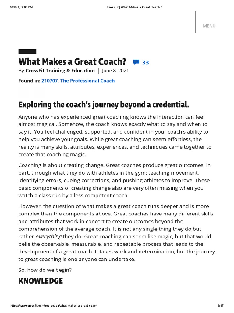 What Makes A Great Coach | PDF | Leadership | Leadership