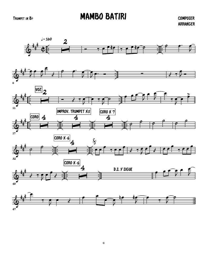 MAMBO BATIRI - Trumpet in BB - Musx | PDF