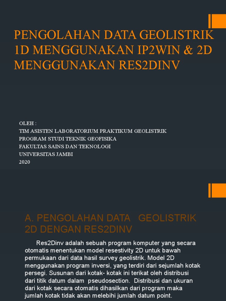Pengolahan Data Geolistrik 1D Menggunakan Ip2win & 2D | PDF