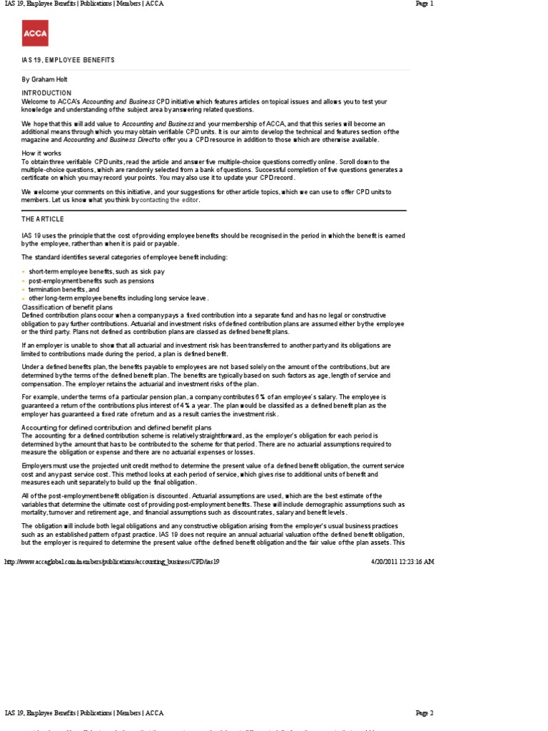 Accounting for Employee Benefits Under IAS 19: Key Requirements for ...