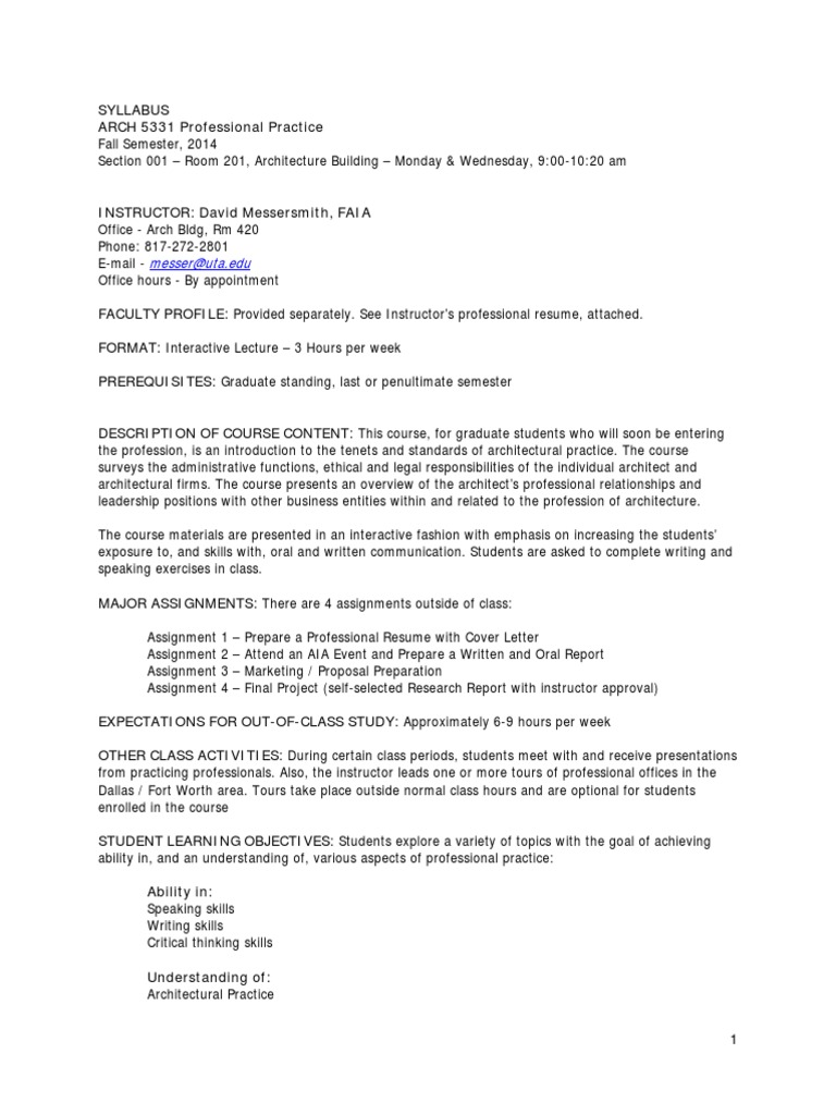 Syllabus ARCH 5331 Fall 2014 Final | PDF | Test (Assessment) | Academic ...