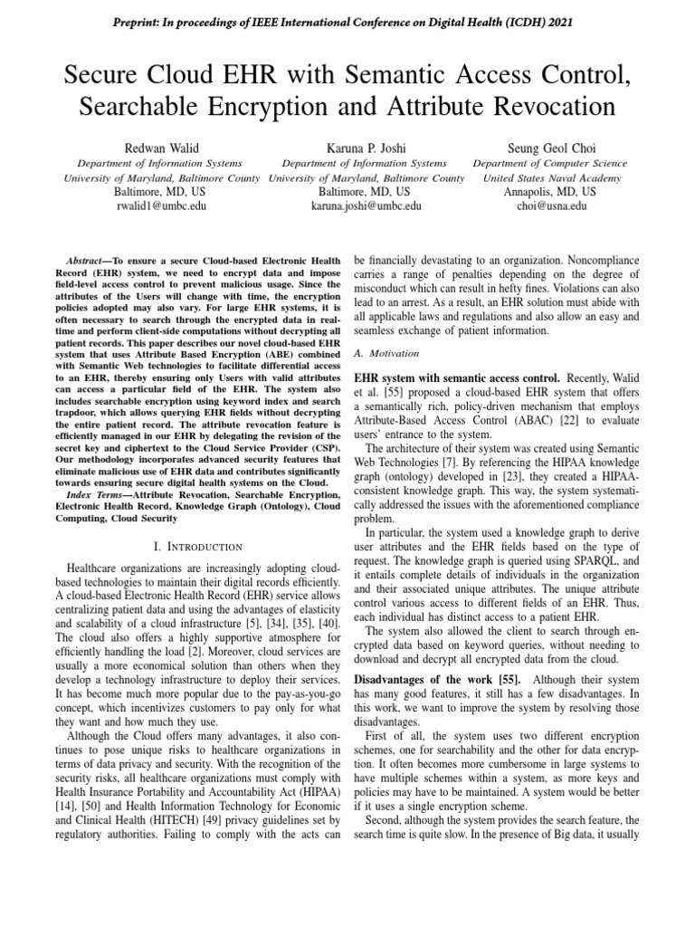 Improving A Semantic Access Control And Searchable Encryption Model For Secure Cloud Based