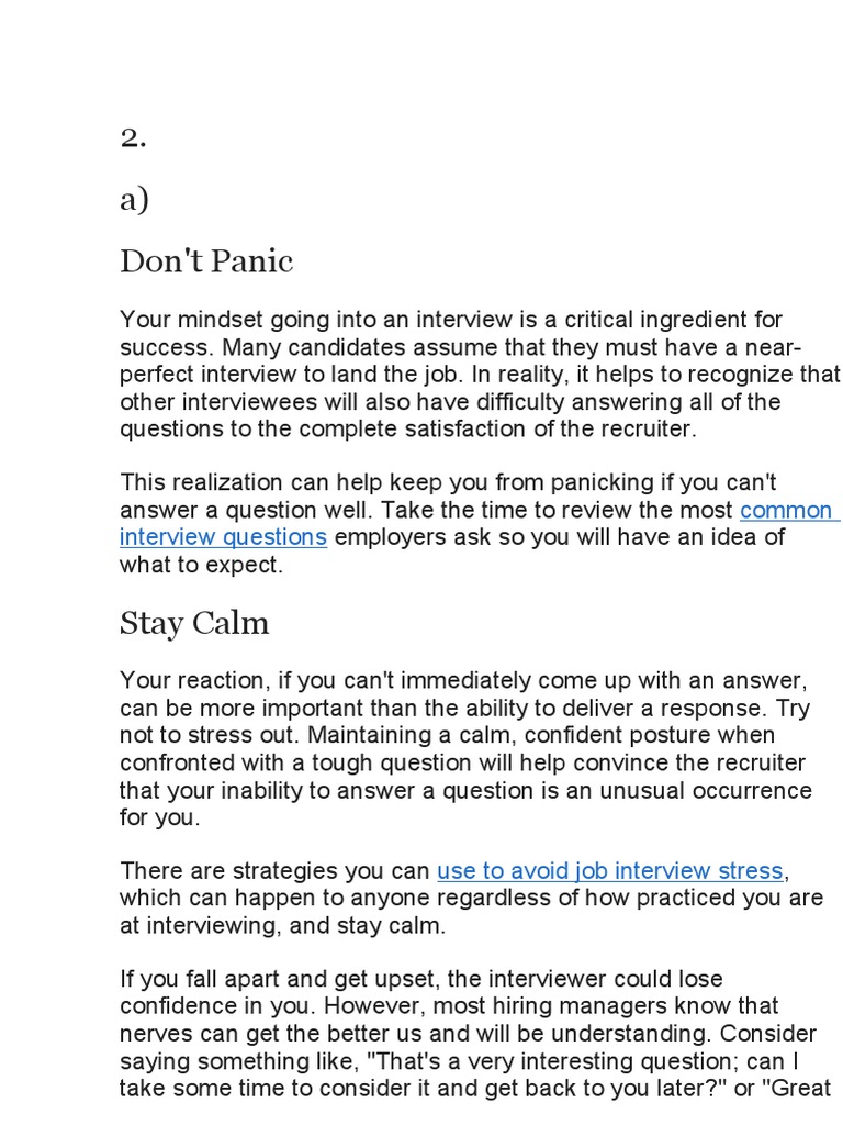 A) Don't Panic: Common Interview Questions | PDF | Brand | Interview