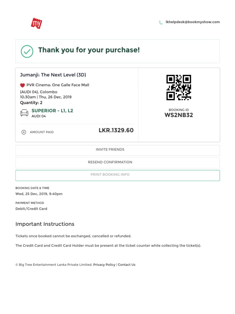 Movie Ticket Confirmation | PDF