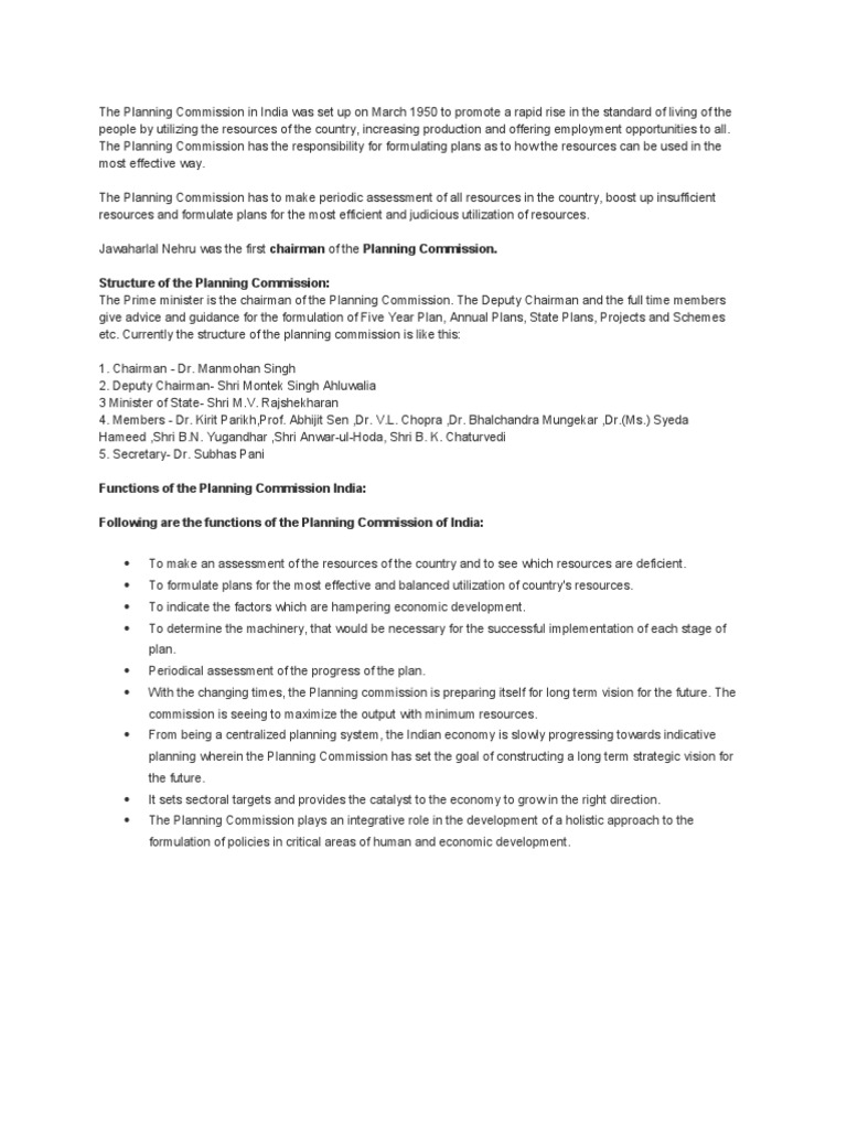 Structure of The Planning Commission | PDF | Taxes | Policy