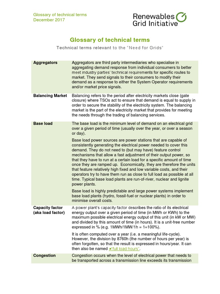 UP Glossary of Technical Terms v4 AC 1 | PDF | Watt | Electrical Grid