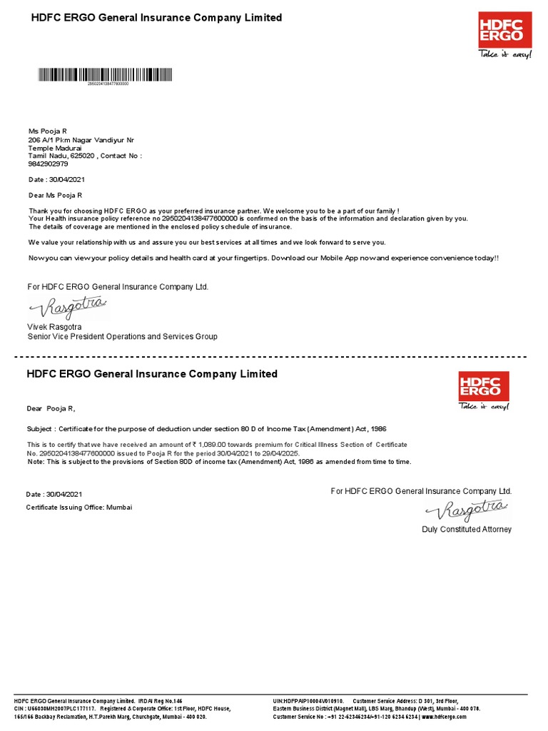 For HDFC ERGO General Insurance Company LTD | PDF | Insurance | Government