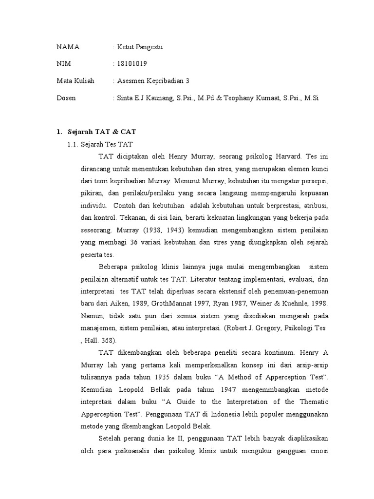 Asesmen 3 Ketut Pangestu TAT CAT | PDF