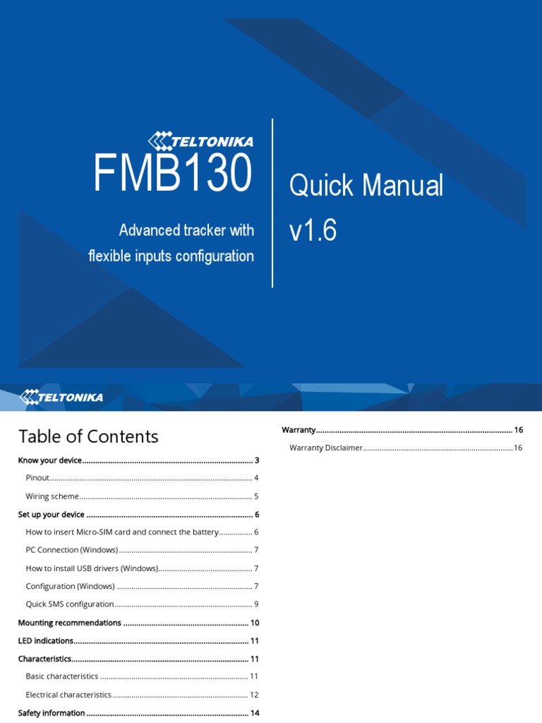 FMB130 Device Setup and Configuration Guide | PDF | Bluetooth | Power ...