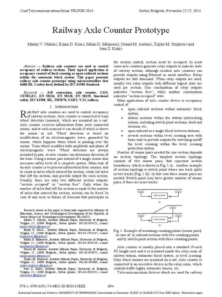 Railway Axle Counter Prototype | PDF | Microcontroller | Central Processing Unit