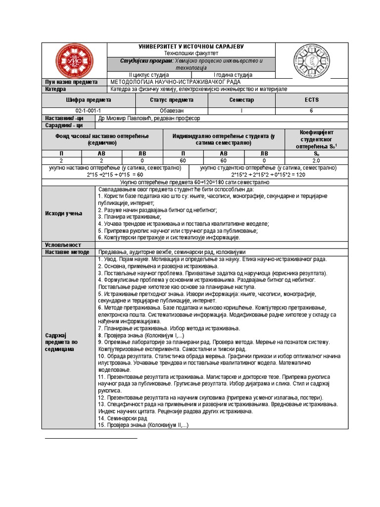 Metodologija Naučno Istraživačkog Rada | PDF