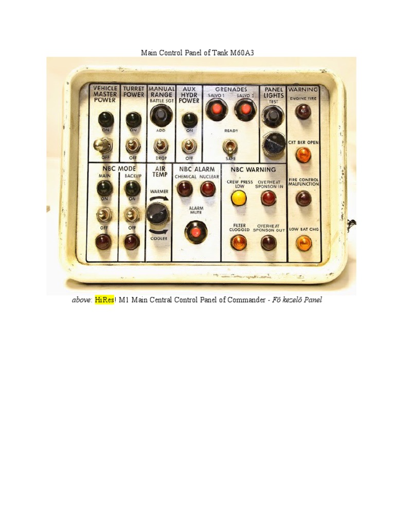 M60A3 Tank Control Panels | PDF | Equipment | Military Technology