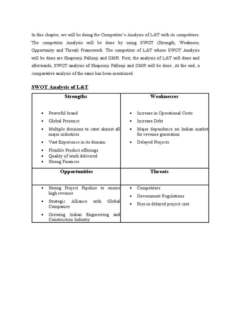 L&T Swot | PDF | Swot Analysis | Economies
