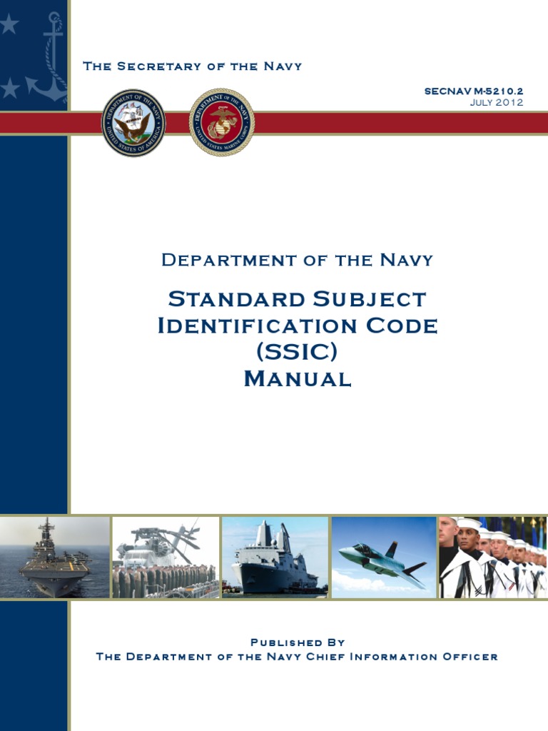 Standard Subject Identification Code (SSIC) Manual: Department of T He ...