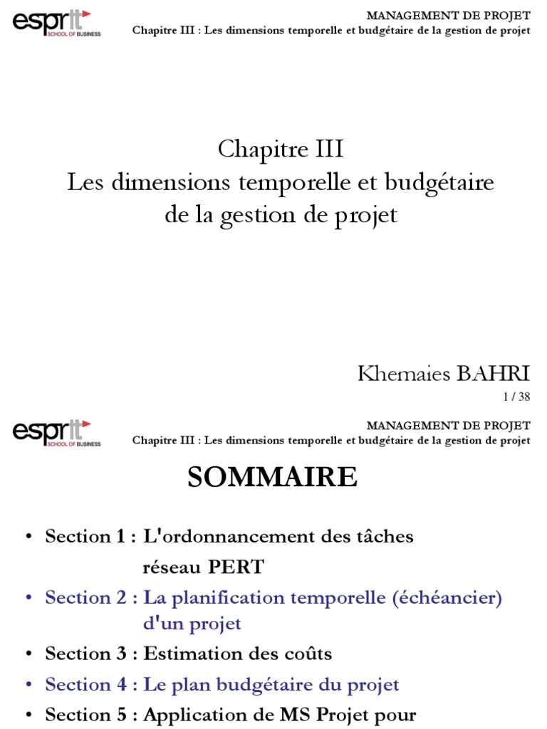Chapitre 3 Les Dimensions Temporelle Et Budgétaire de La Gestion de ...