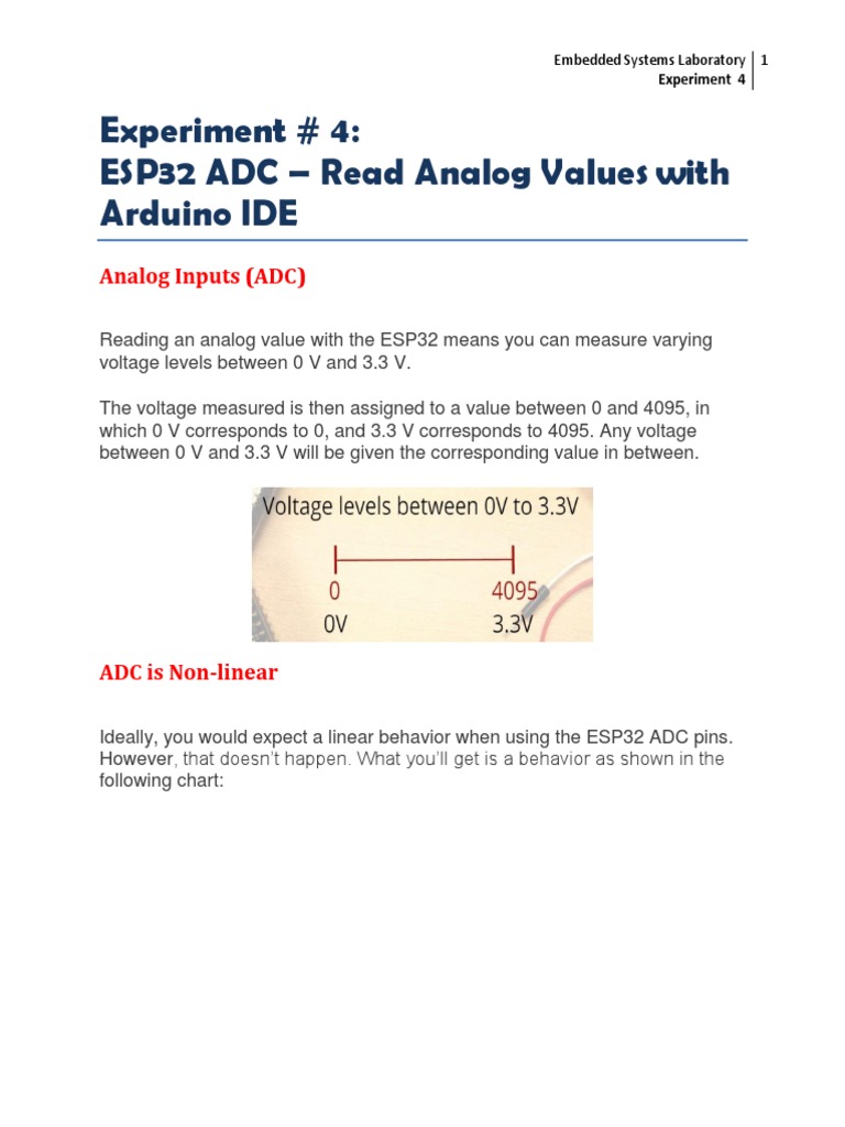 Experiment # 4: ESP32 ADC - Read Analog Values With Arduino IDE | Download Free PDF | Analog To ...