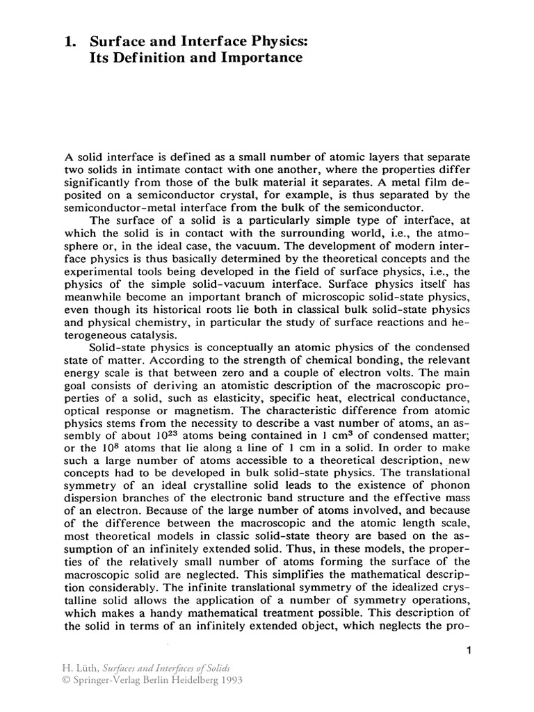 Surface and Interface Physics: Its Definition and Importance | PDF ...
