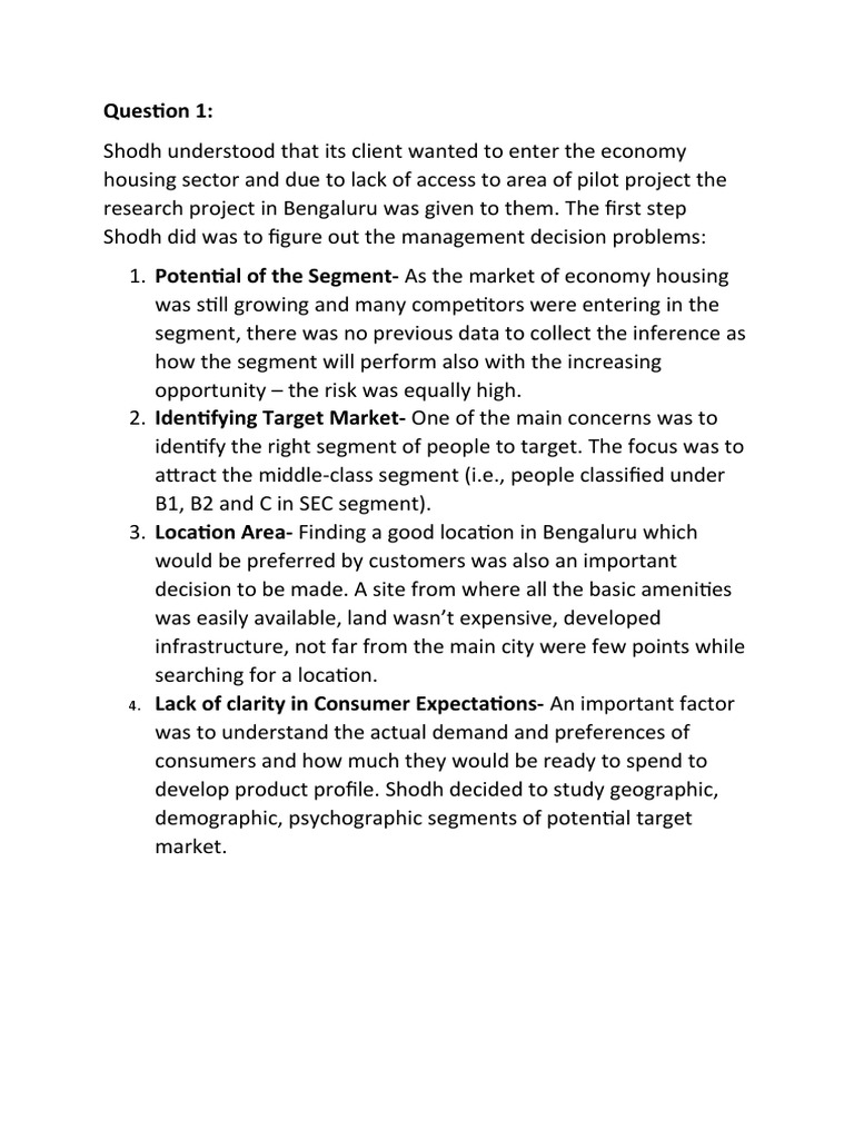 Question 1 - Shodh Case | PDF