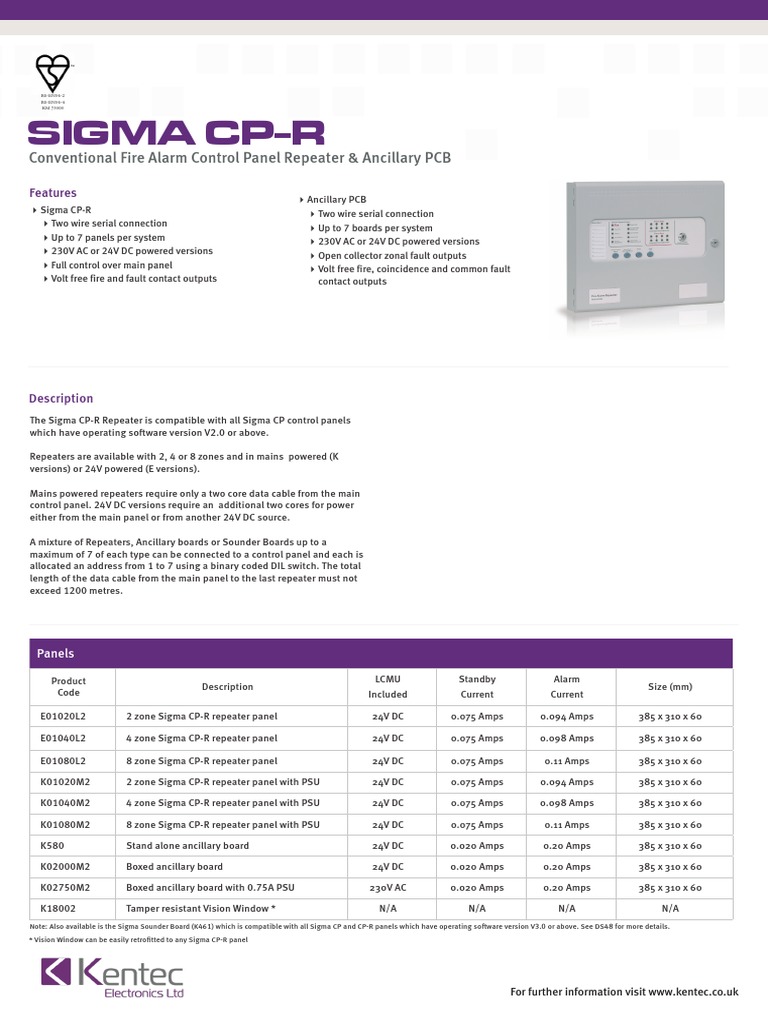 Sigma CP-R: Conventional Fire Alarm Control Panel Repeater & Ancillary ...