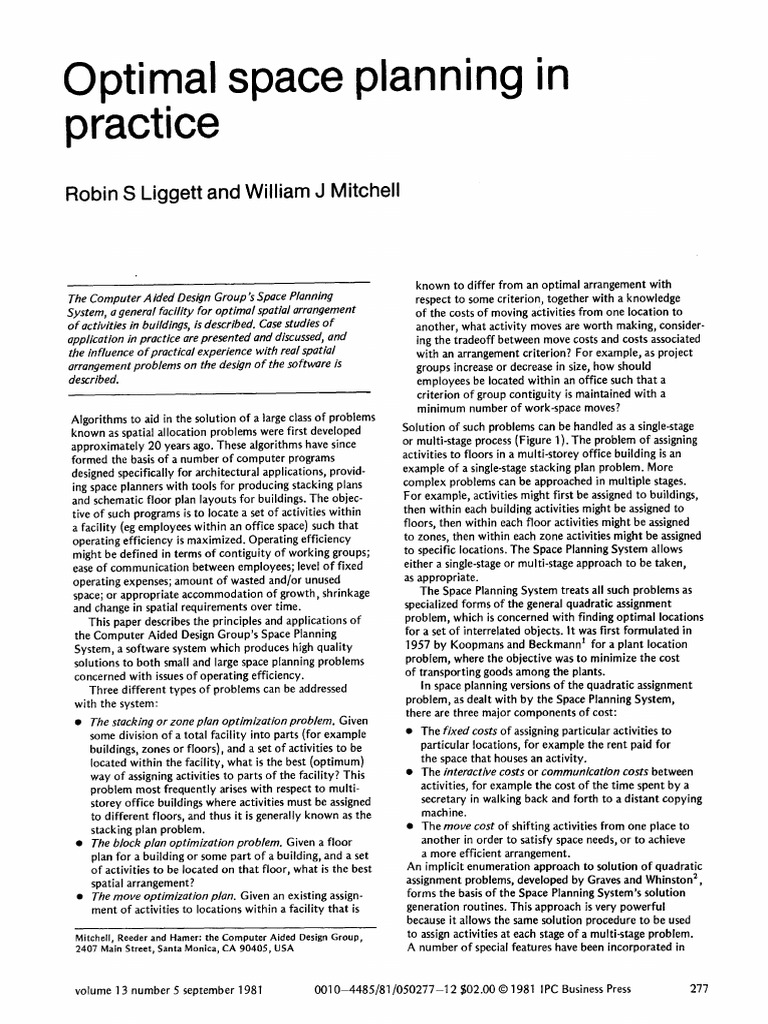 Optimal Space Planning in Practice: Robin S Liggett and William J ...