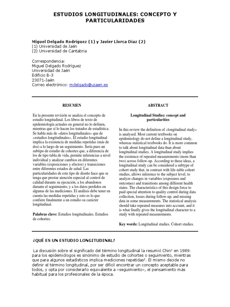 Estudios Longitudinales: Definición y Claves | PDF | Análisis de ...