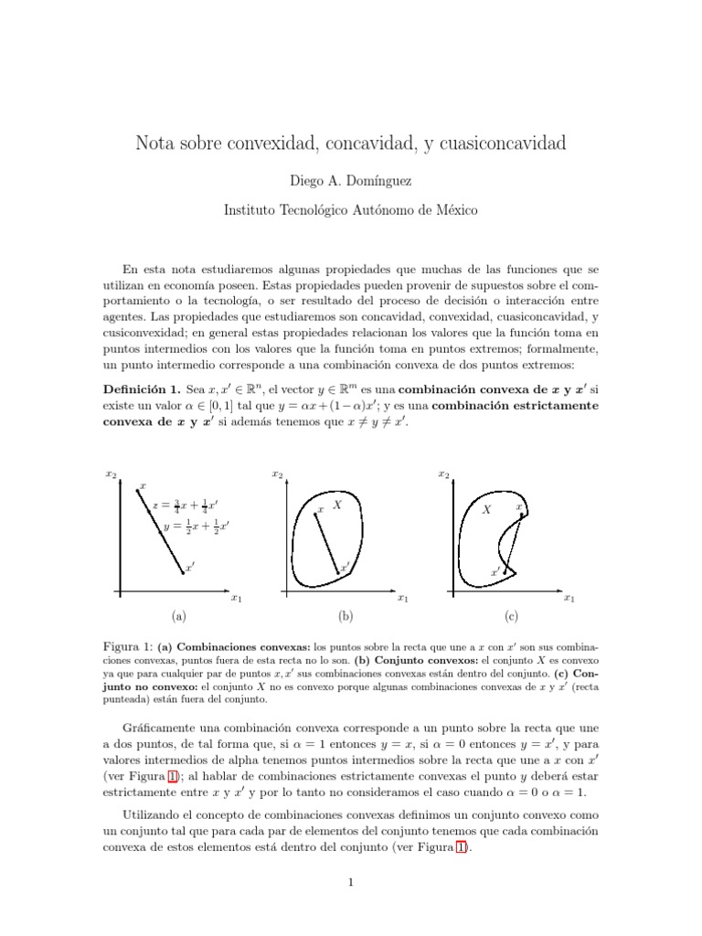 Nota Sobre Concavidad, Convexidad y Cuasiconcavidad | PDF | Derivado | Conjunto convexo