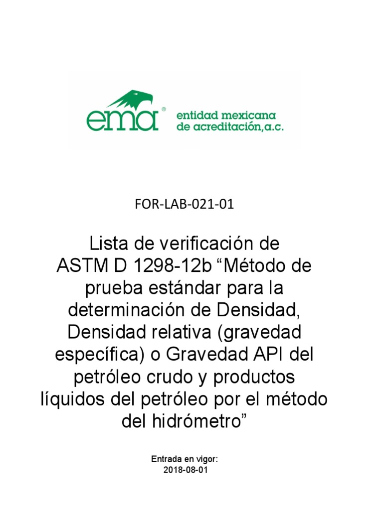 Astm d1298 | PDF | Petróleo | Densidad
