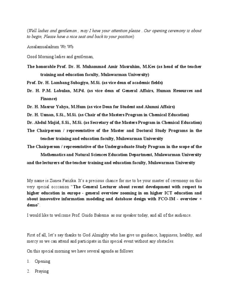 MC's Skrip in English | PDF | Academia