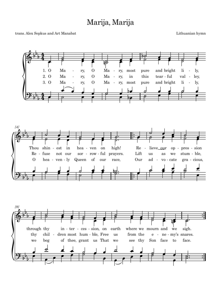 Marija Marija - Lithuanian Hymn | PDF