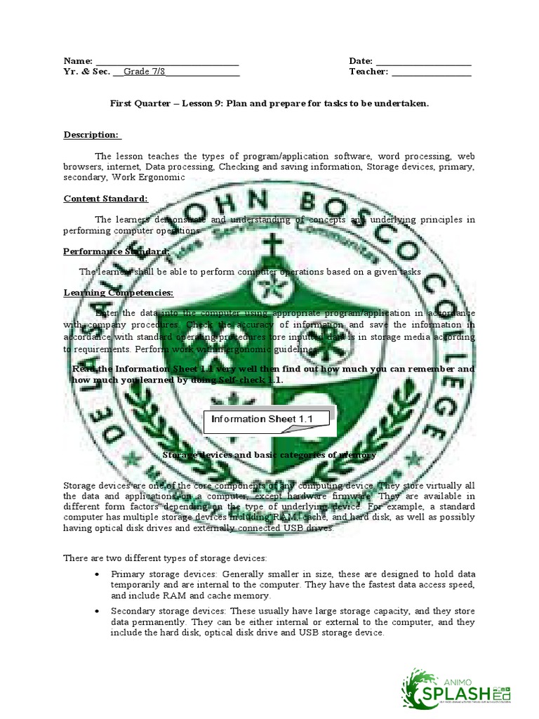 Css For Grade 7&8 - FQL9 - CC2 - 2. Input Data Into Computer | Download ...