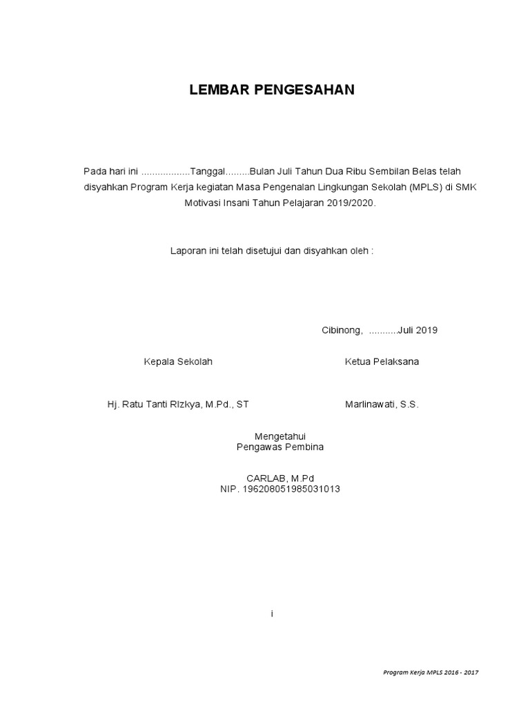 Contoh Proker Mpls 2016 | PDF