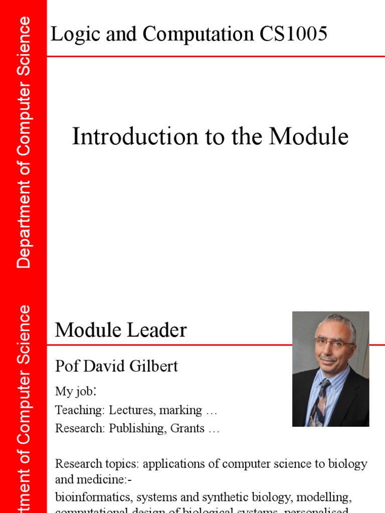 Logic and Computation CS1005: Introduction To The Module | PDF ...