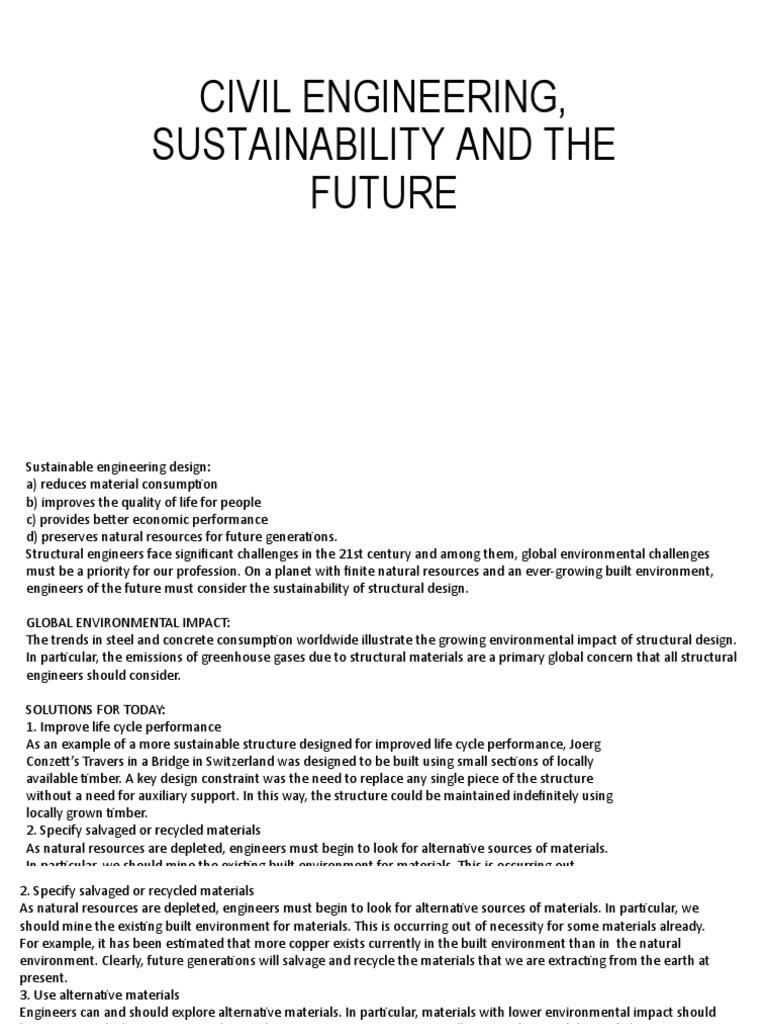 Civil Engineering, Sustainability and The Future | PDF | Sustainability | Waste Management
