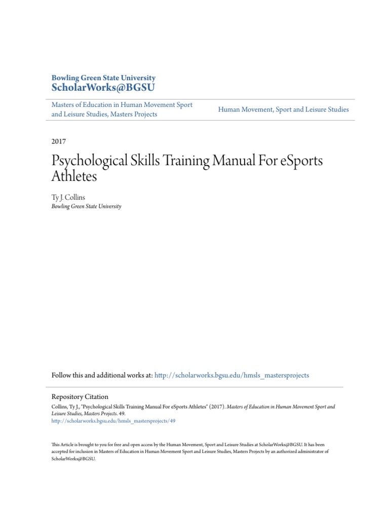 Psychological Skills Training Manual For ESports Athletes | PDF | Goal ...