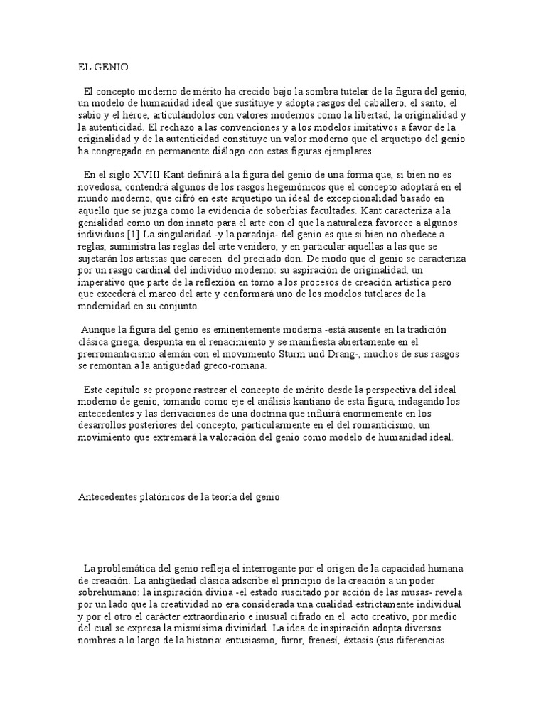 El Genio | PDF | Platón | Genio