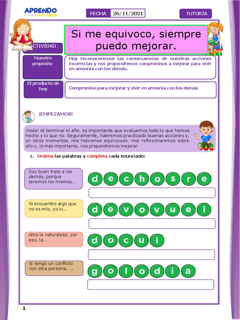 Sesi 26 Nov Tutoría Si Me Equivoco | PDF