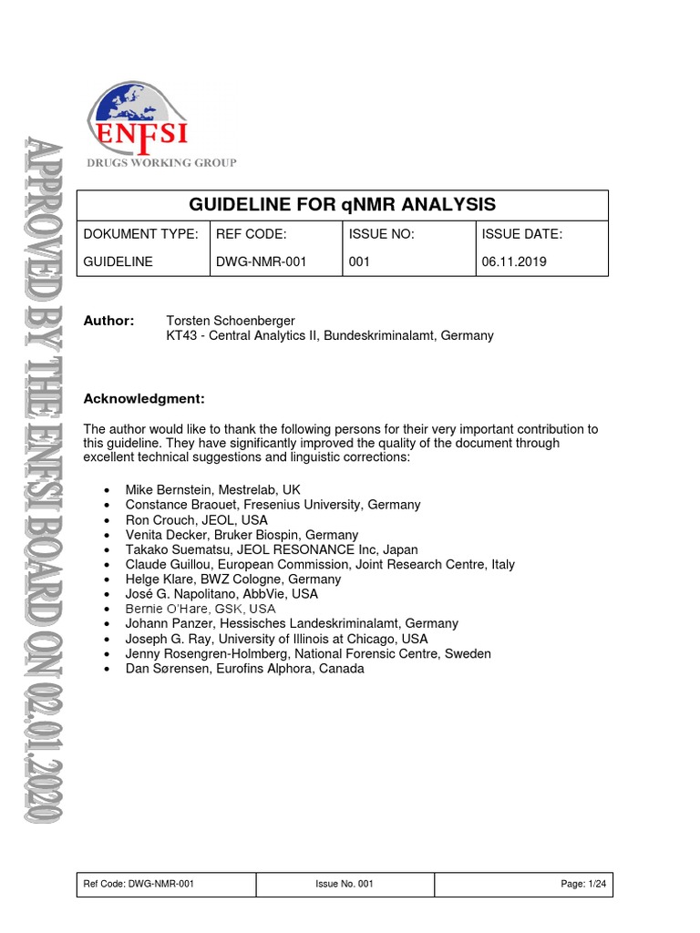 qNMR Analysis Guidelines for Forensics | PDF | Relaxation (Nmr ...