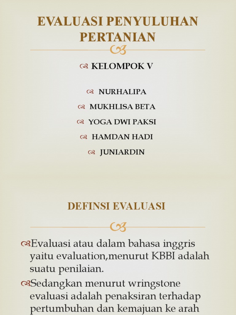 Prinsip Evaluasi Penyuluhan Pertanian | PDF