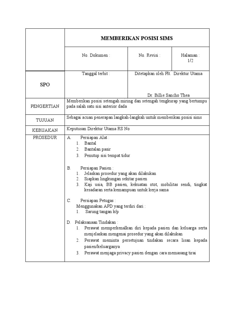 3 Sop Memberikan Posisi Sim | PDF