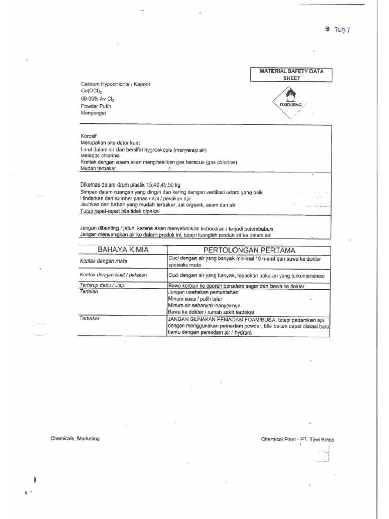MSDS 7697 - KAPORIT (Indonesia) | PDF