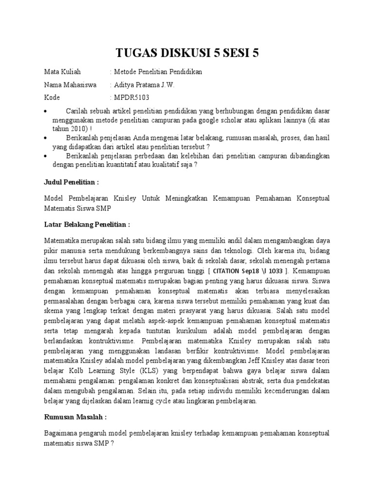 TUGAS DISKUSI 5 SESI 5 - Metode Penelitian | PDF